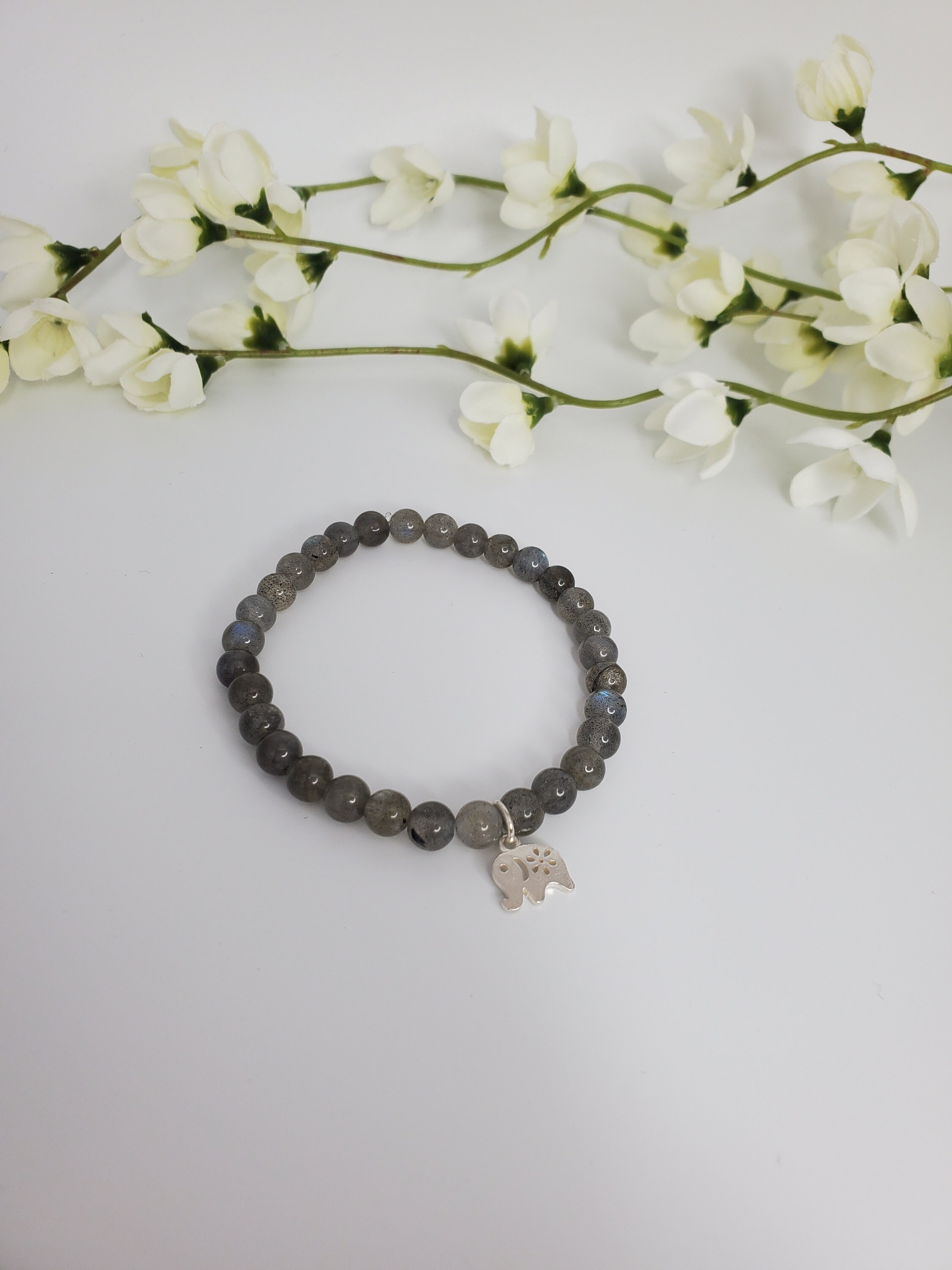 Labradorite Beaded Bracelet with Elephant Charm Good Luck and | Etsy