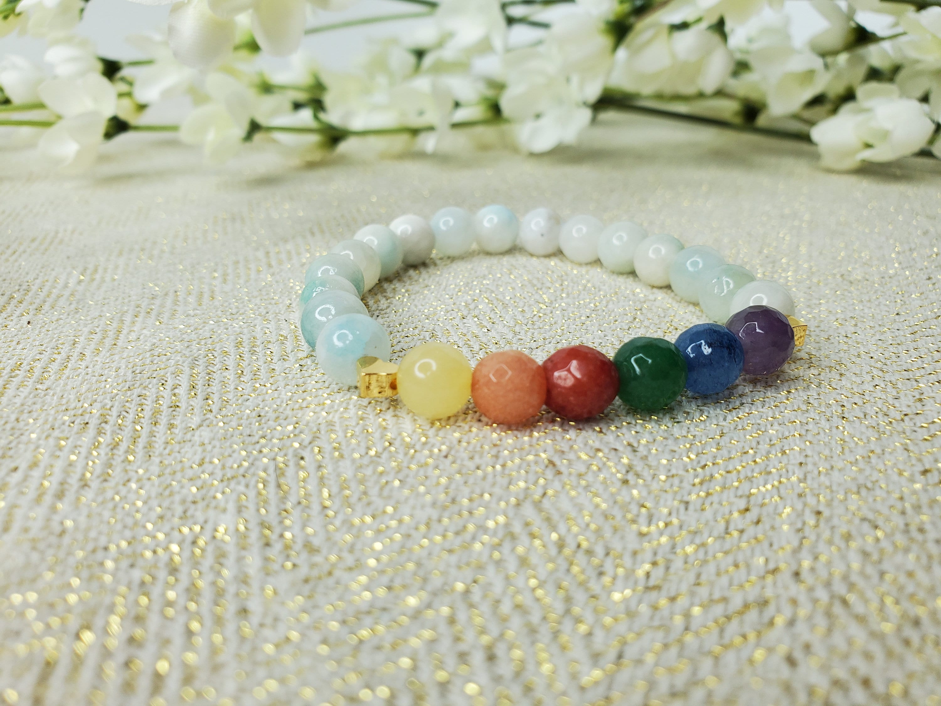 Rainbow Jade Bracelet Rainbow Baby Gold Dainty Hearts Hope | Etsy