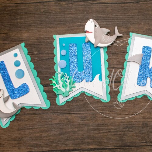 Shark Blue Ocean Jawsome Fabric Banner Birthday - Etsy