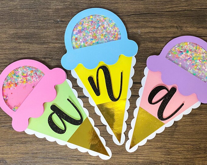Ice Cream Banner, Ice Cream Theme Cake Topper, Ice Cream Decoration ...