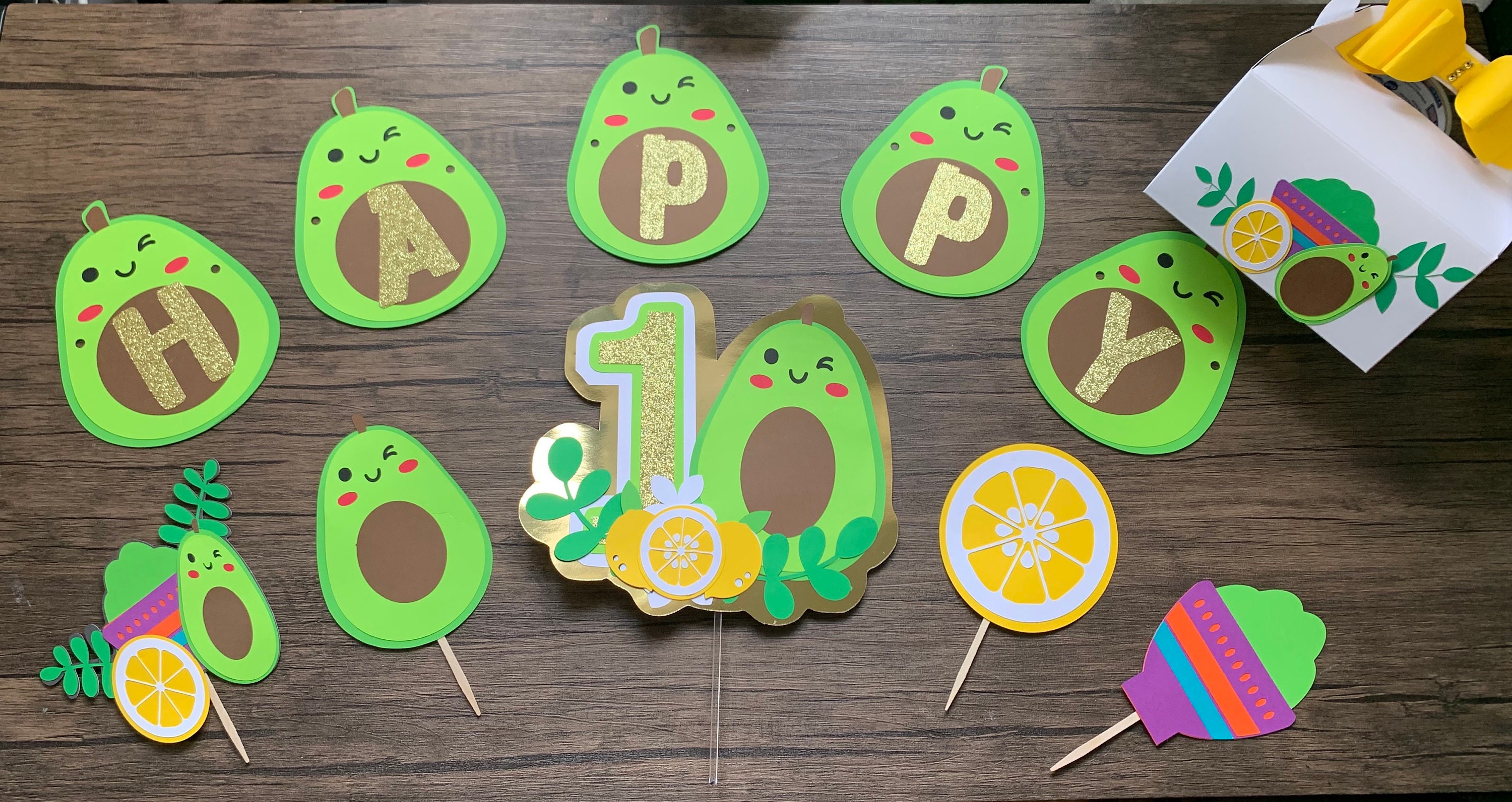 Avocado Birthday Banner Avocado Cake Topper Guacamole | Etsy