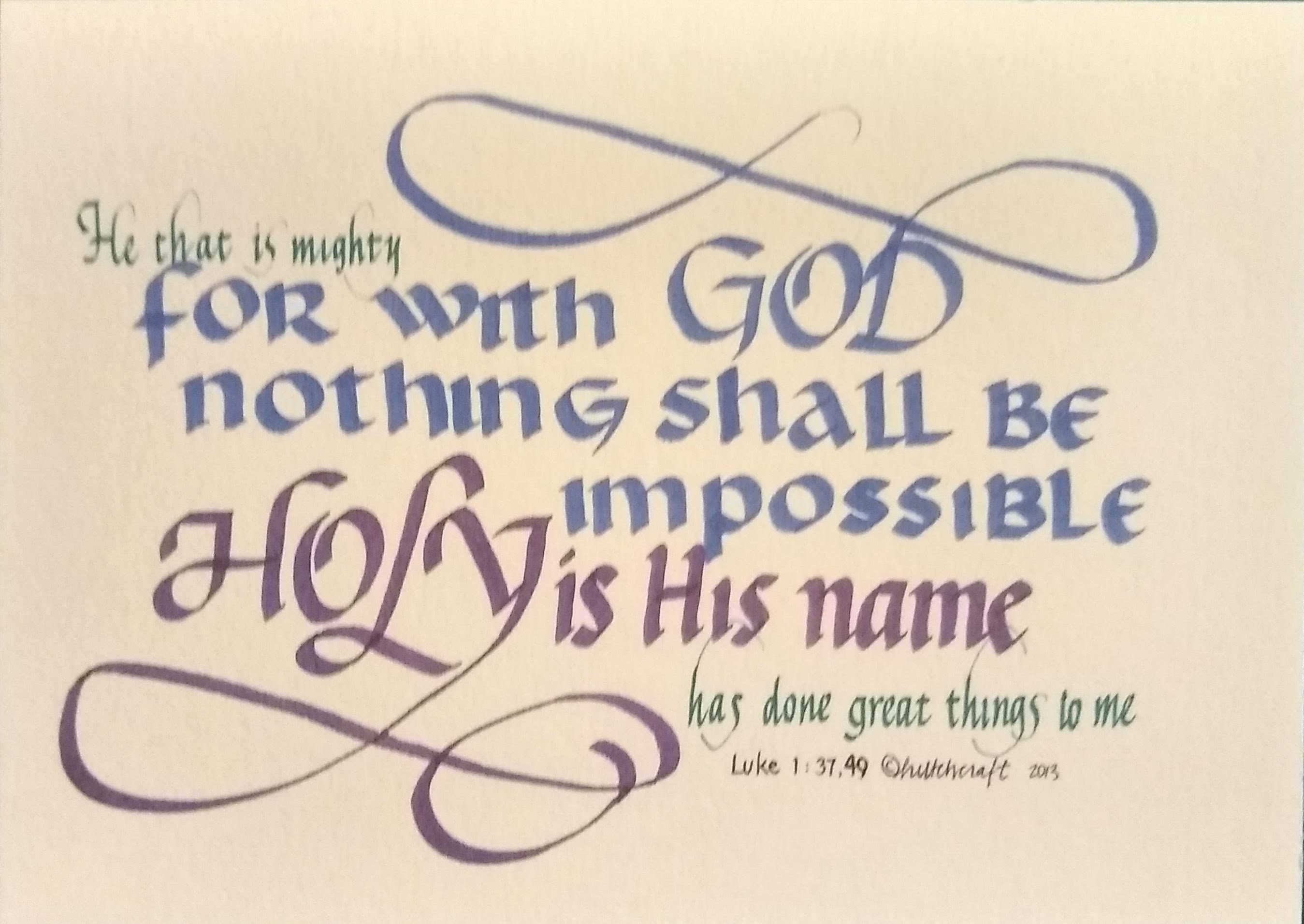 Nothing is Impossible Calligraphy of Luke 1:37, 49 - Etsy