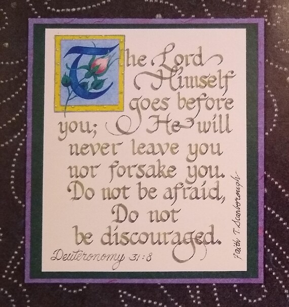 The Lord Himself Goes Before You Calligraphy of Deuteronomy | Etsy