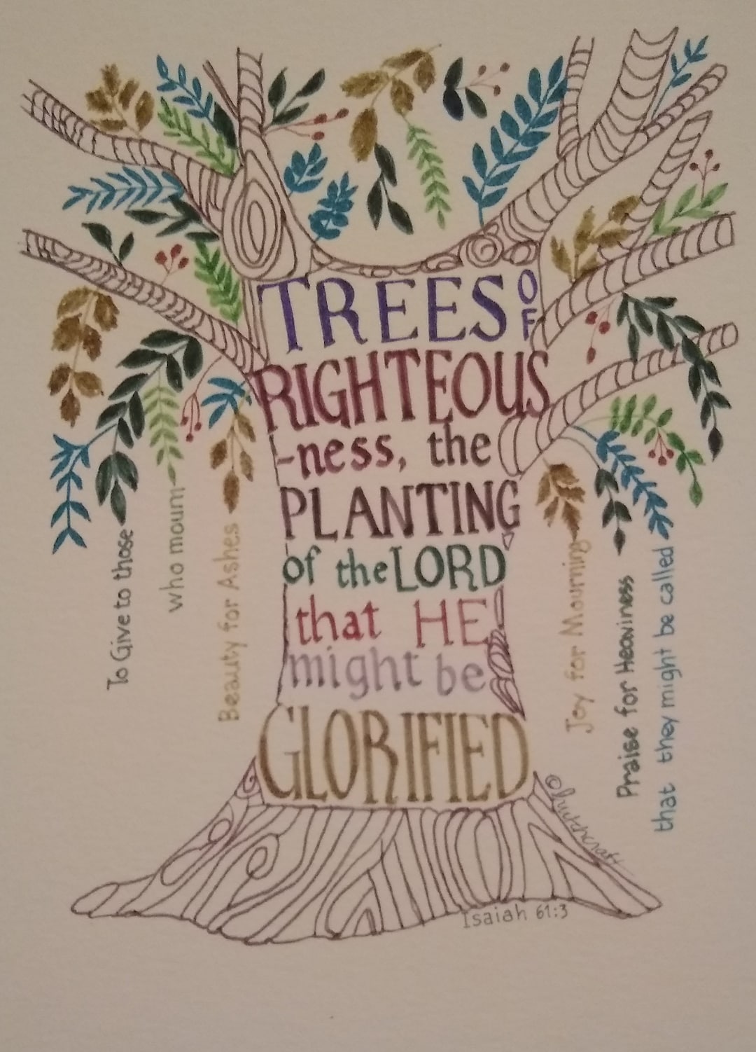 Trees of Righteousness Calligraphy of Isaiah 61:3 - Etsy