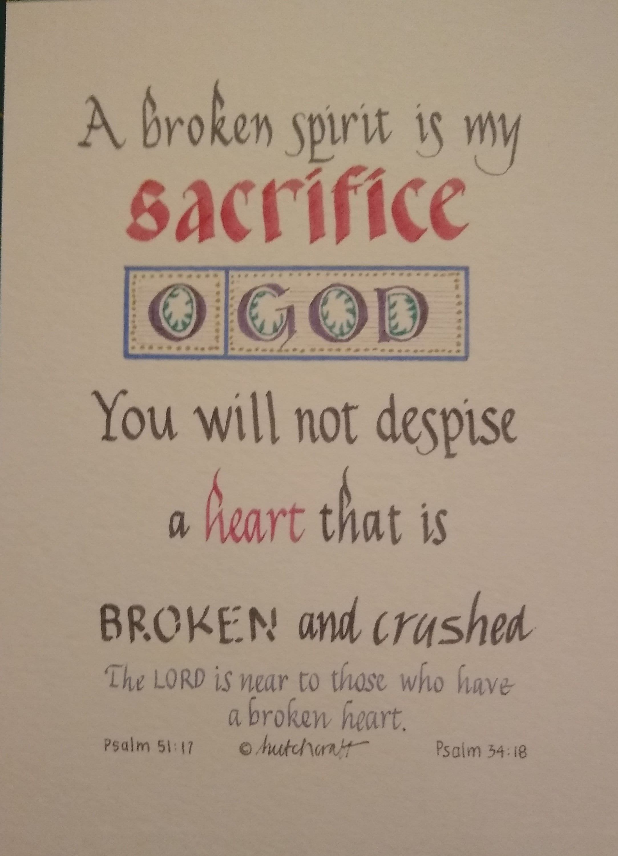 My Sacrifice Calligraphy of Psalm 51:17 and Psalm 34 Verse 18 - Etsy