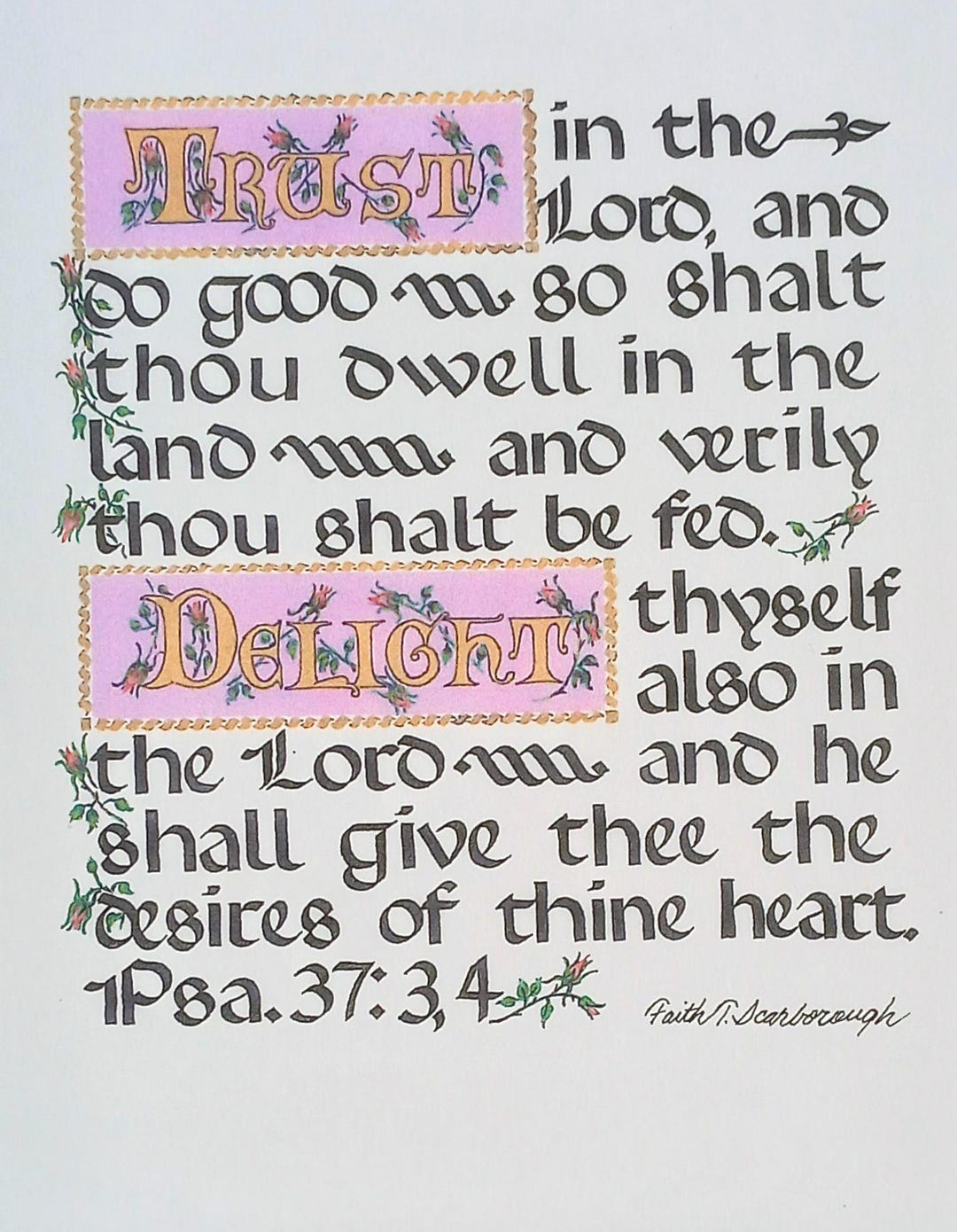 Delight Thyself Also in the Lord Calligraphy of PSA 37:3,4 - Etsy