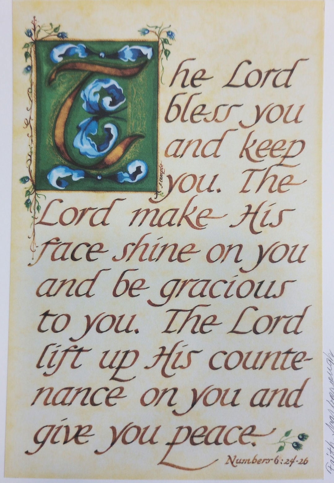 The Lord Bless You and Keep You Calligraphy of Numbers 6:24 26 - Etsy