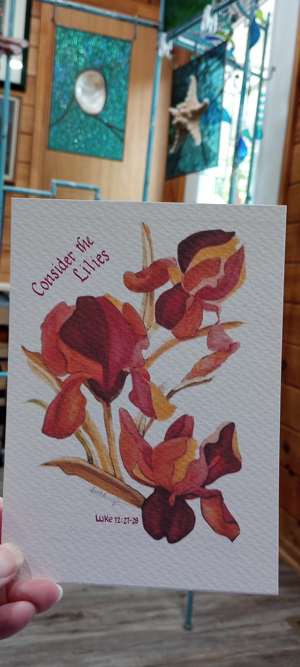 Consider the Lilies Calligraphy of Luke 12:27 on a Floral Watercolor ...