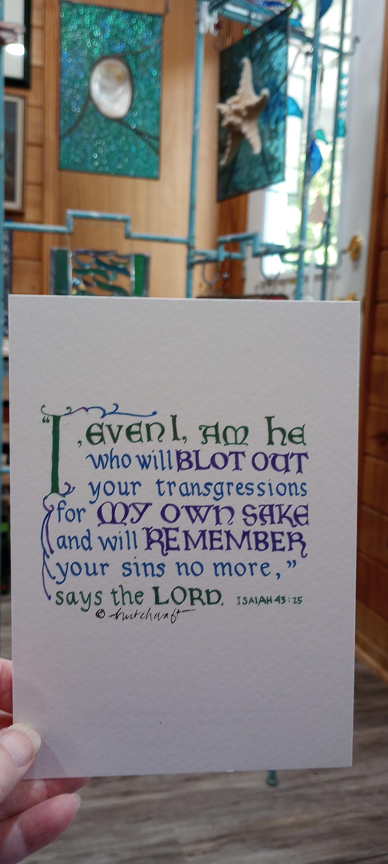 He Will Blot Out Your Transgressions Calligraphy of Isaiah 43:25 - Etsy