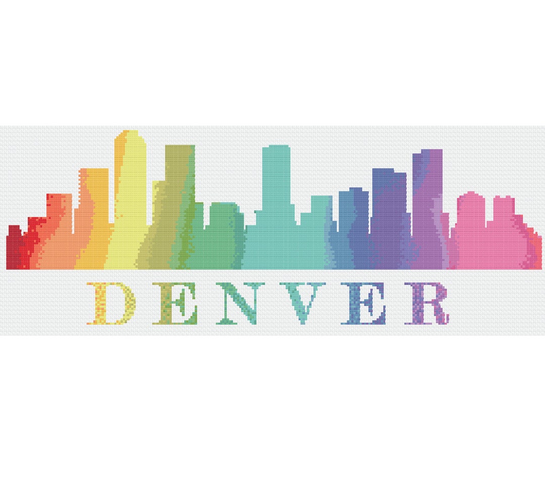 Denver Skyline - Rainbow Cross Stitch Pattern - Etsy
