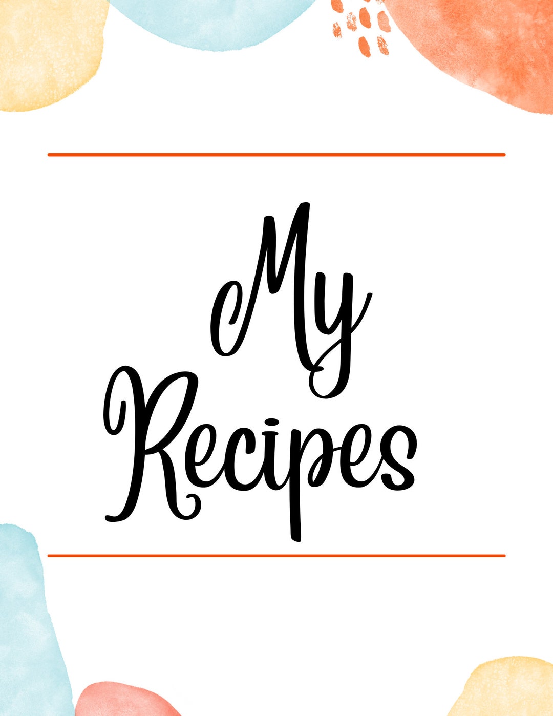 Printable Recipe Page and Recipe Cover Page PNG Instant Download Pages ...