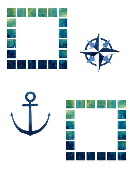 Scrapbook Pages, PNG Digital Download. Printable. Nautical Design ...