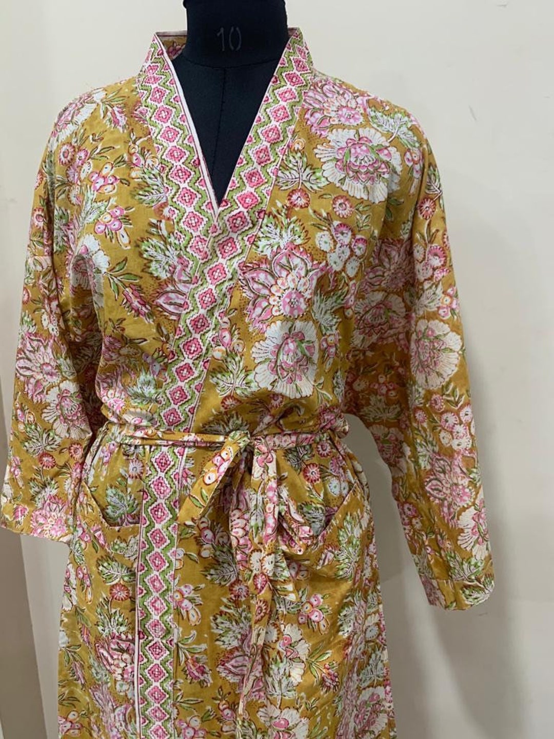 Cotton Kimono/hand Block Print Robes/indian Bathrobe/bridal - Etsy