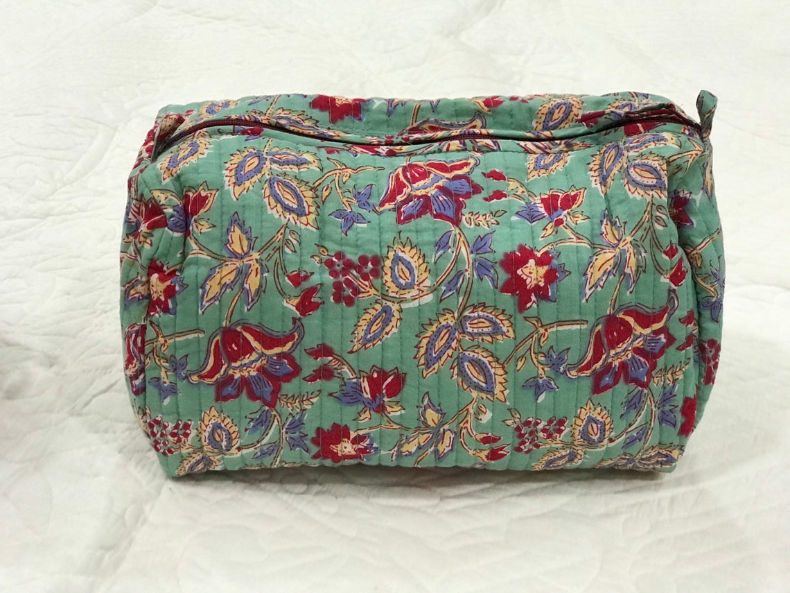 Set of 3 Make-up Pouch/block Print Bags/zipper Pouch/toiletry - Etsy UK