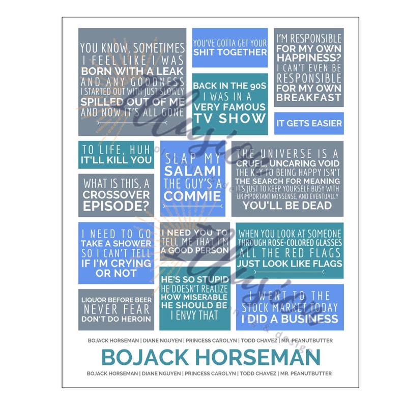 Bojack Horseman Quotes Wall Art DIGITAL DOWNLOAD Digital Art Poster ...