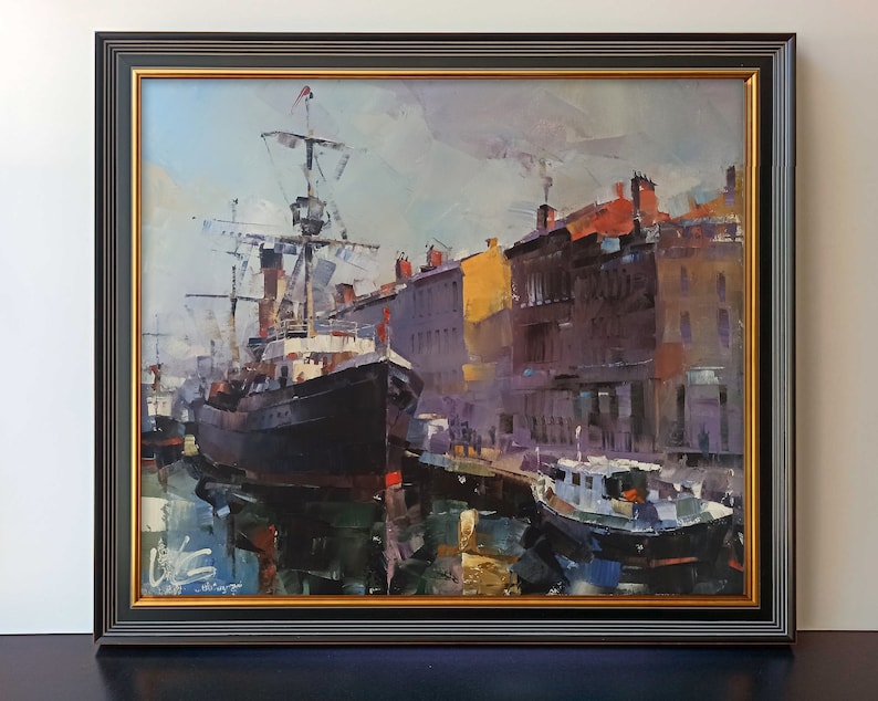 Original Oil Painting MORNING BREATH Series Golden Age Part No. 6 Ships ...