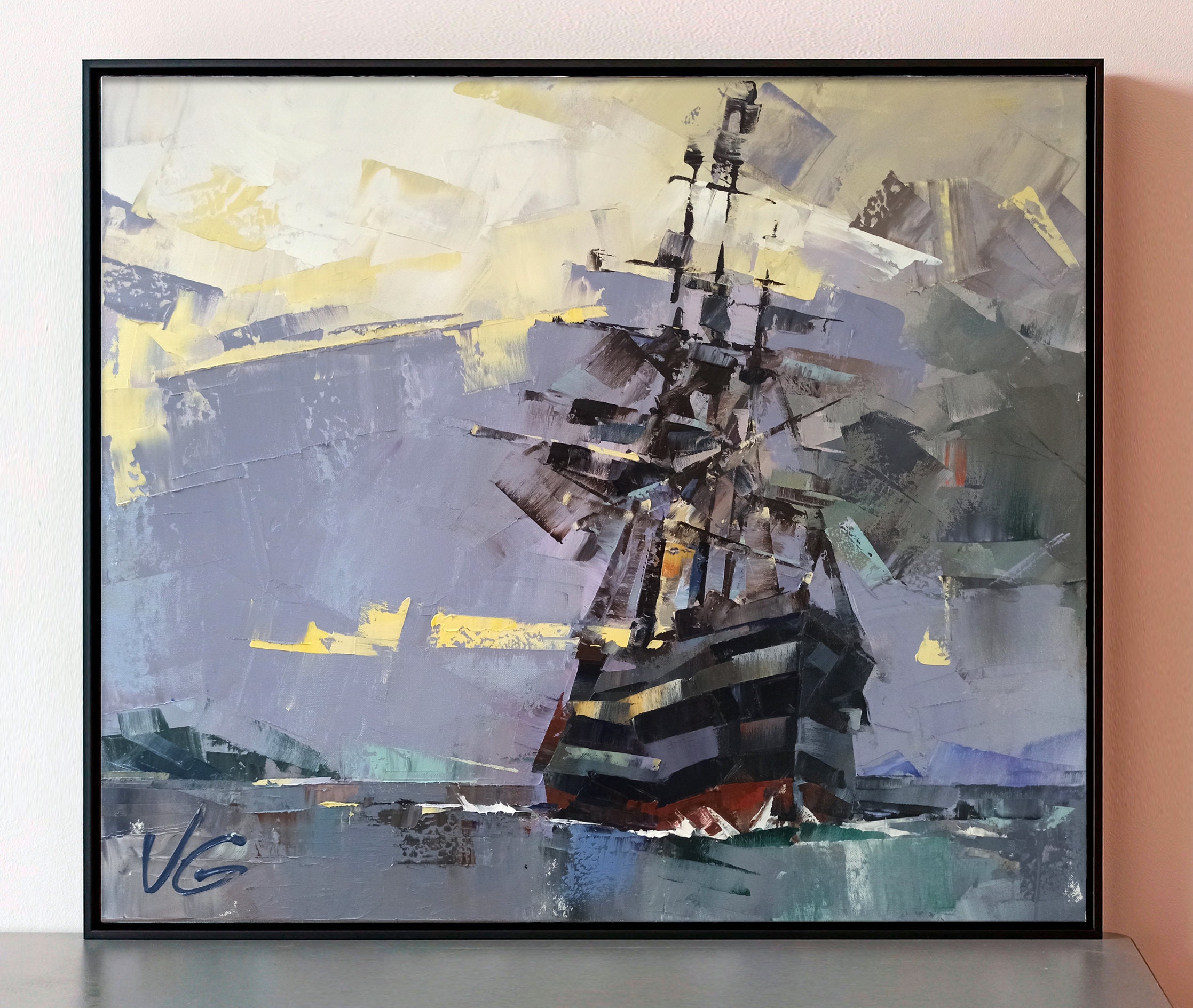 Original Oil Painting on Canvas GHOST SHIP, the Ethereal Realm of ...