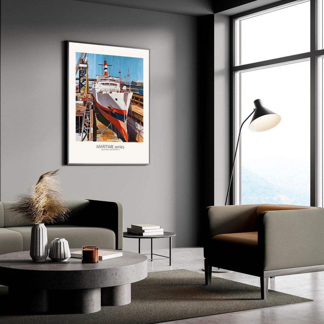 Naïve Maritime Art Print, Cargo Ship Poster - Etsy