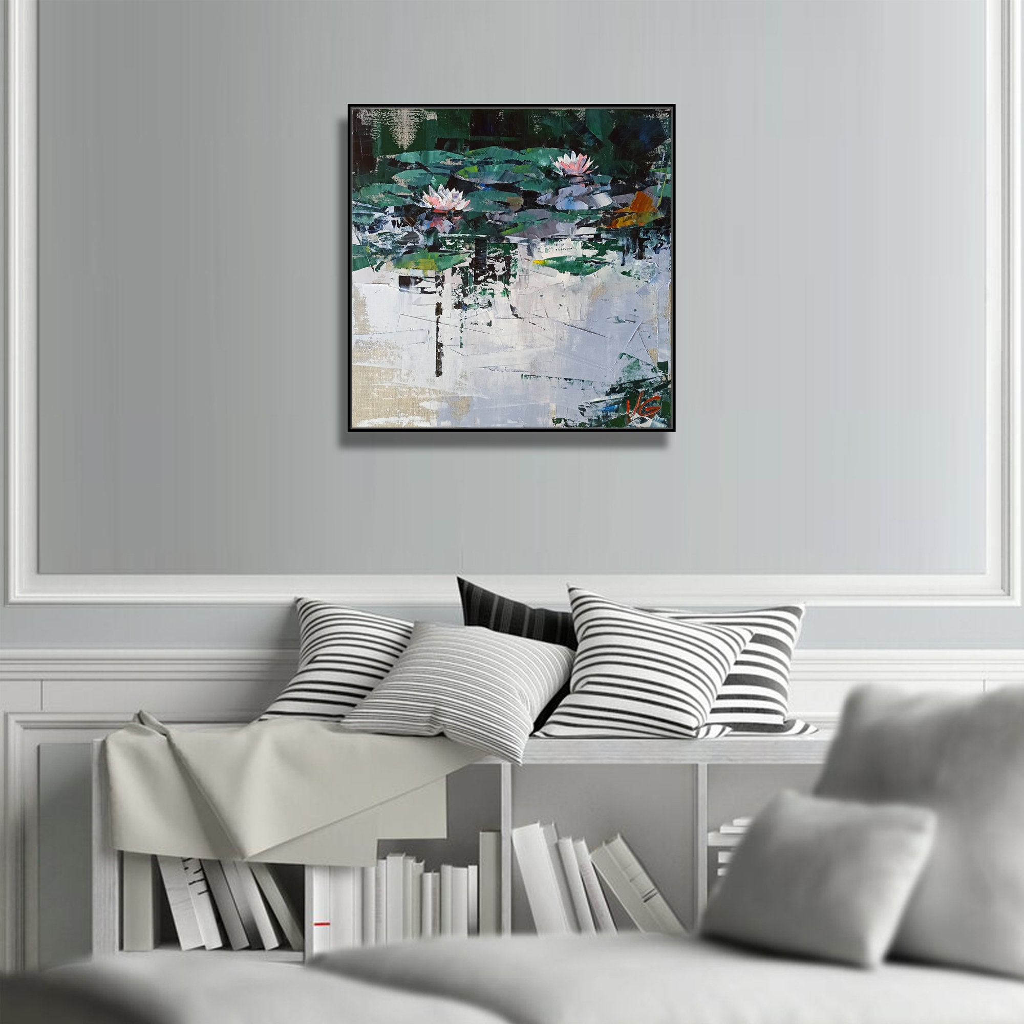 Original Ukrainian Oil Painting on Canvas Series Landscape WATER LILIES ...