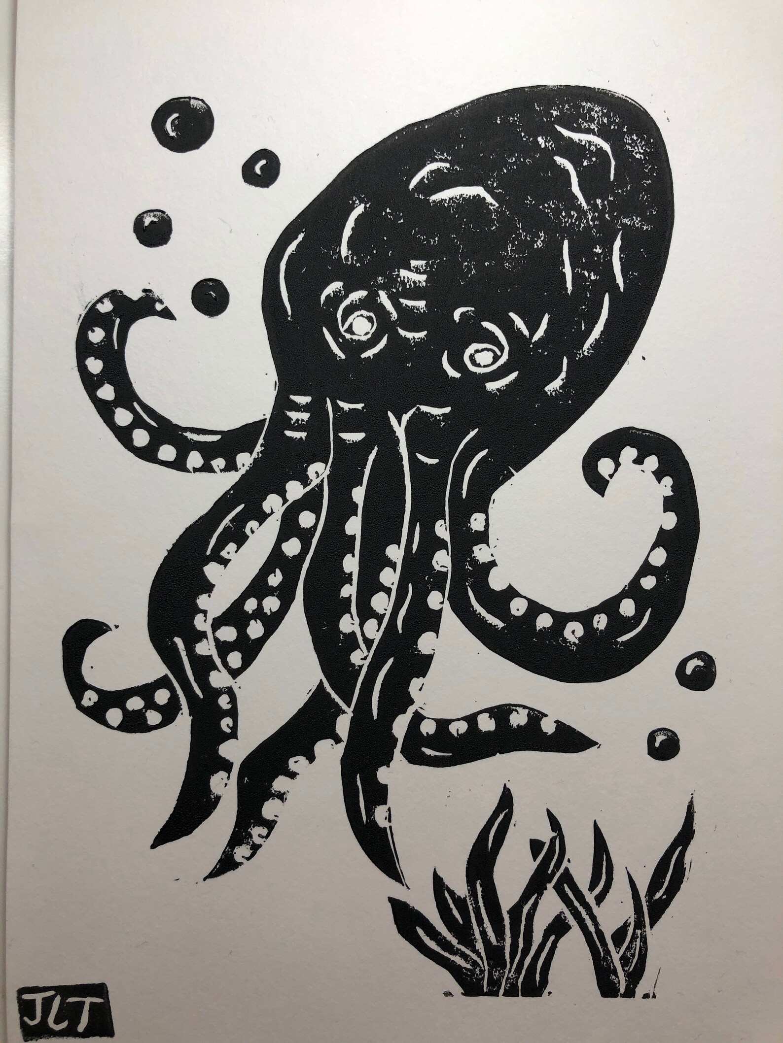 Octopus Lino print linocut hand printed. | Etsy