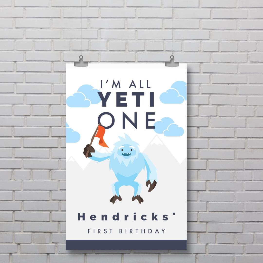 Customizable Yeti Themed Digital Birthday Party Poster - 24x36 Inches ...