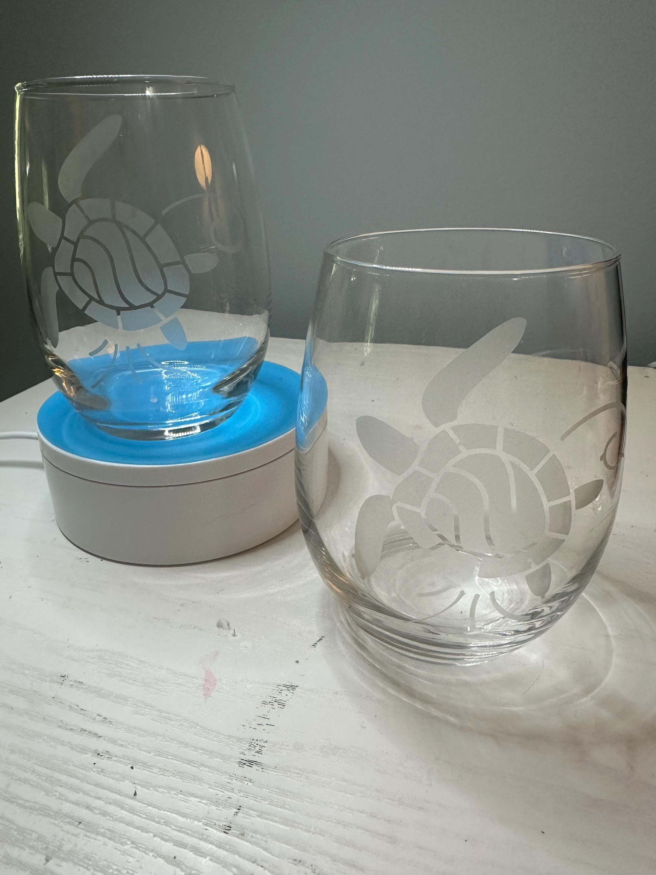 Sea Turtle Etched Wine Glasses Set of 2 - Etsy