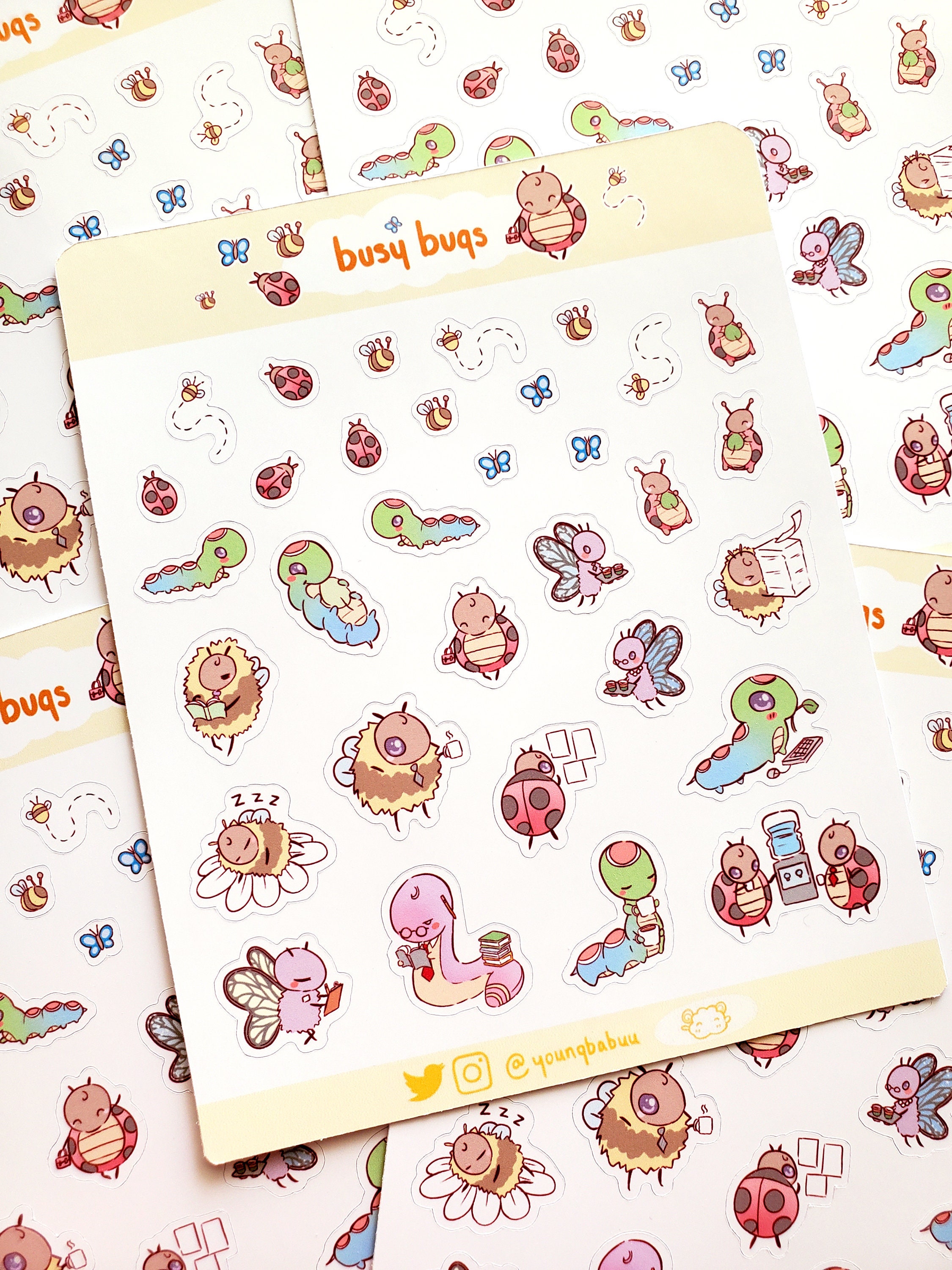 Busy Bugs Sticker Sheet | Etsy