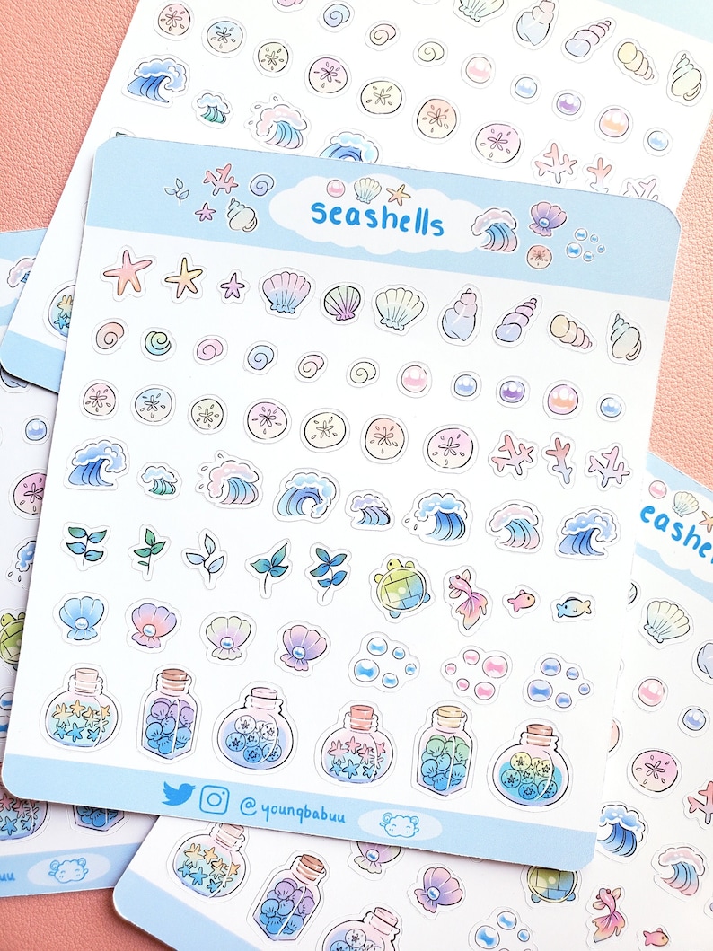 Seashell Sticker Sheet | Etsy