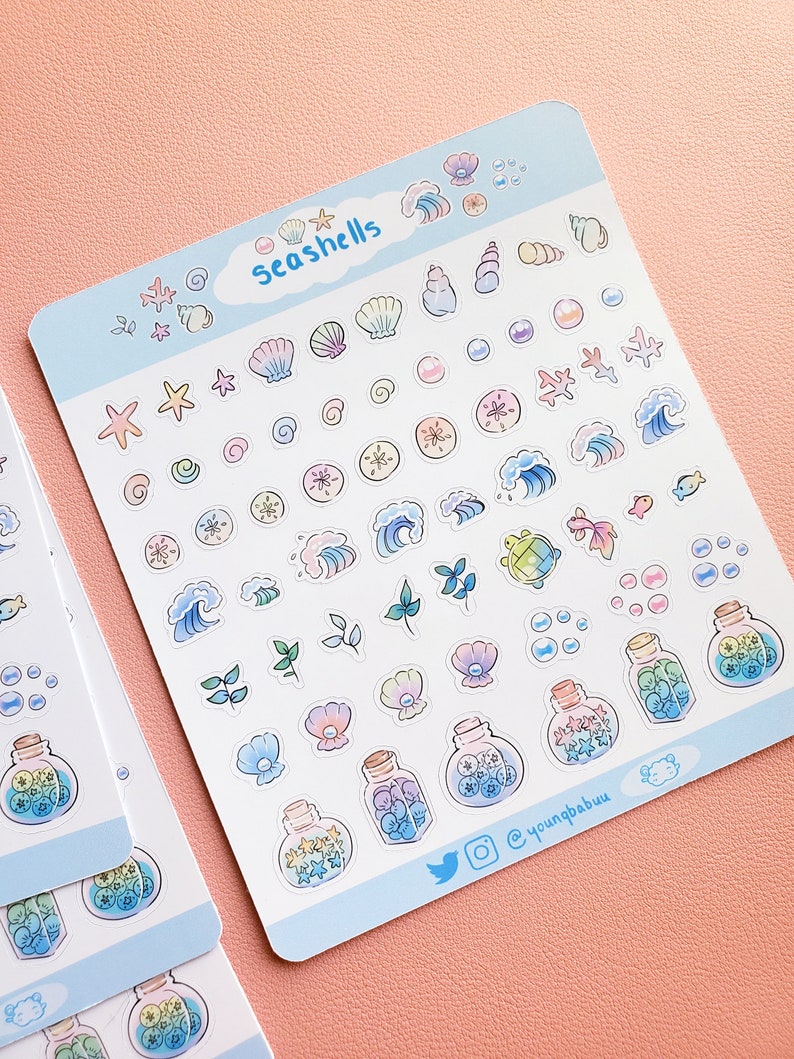 Seashell Sticker Sheet | Etsy