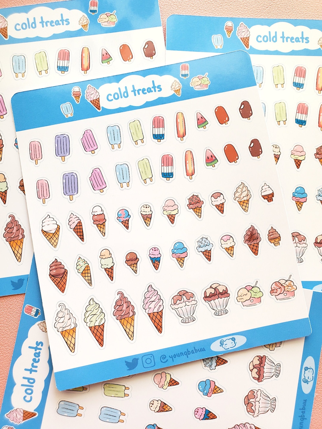 Cold Treats Sticker Sheets - Etsy