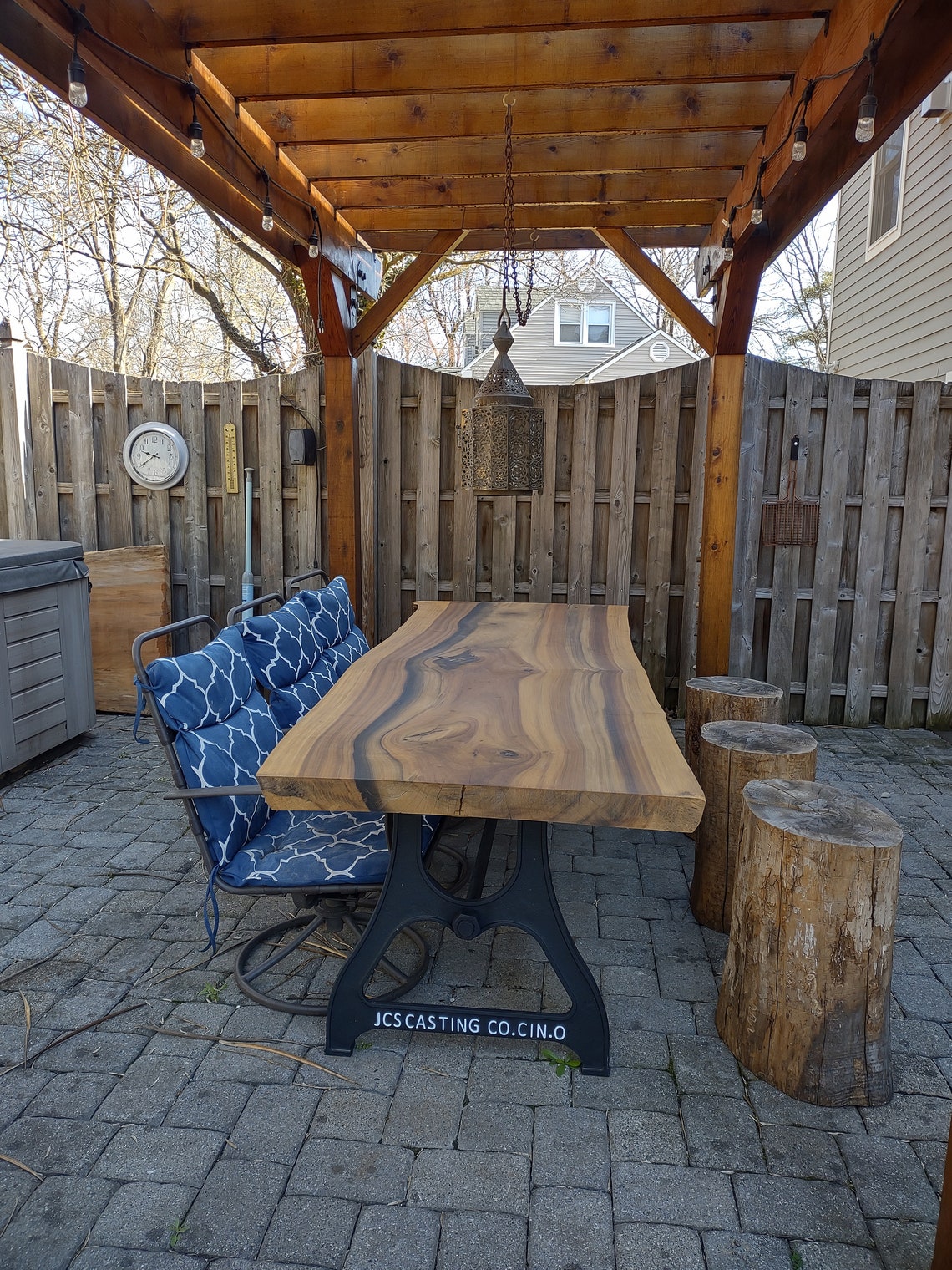 Very Large Live Edge Slab Poplar Table. Painstakingly Hand Made ...