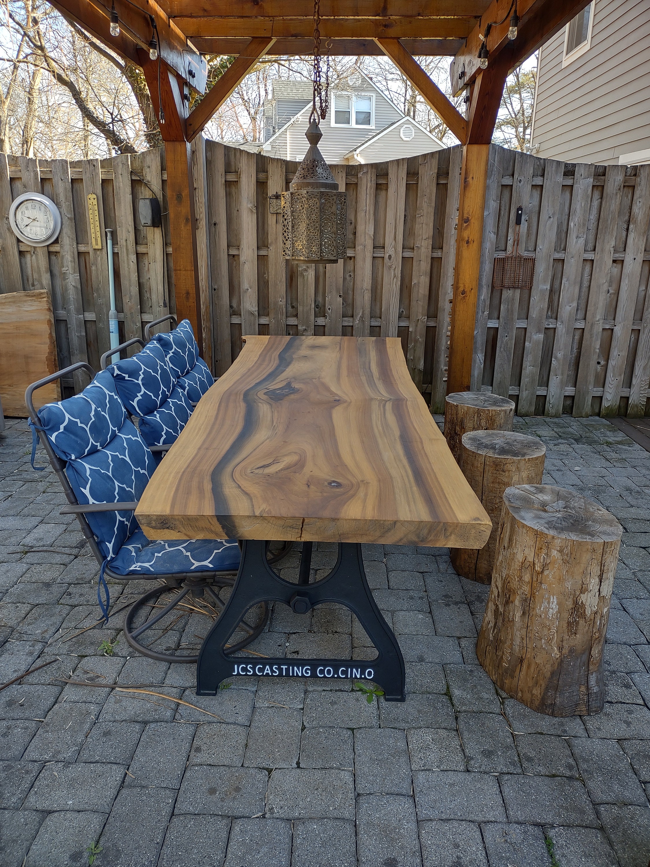 Very Large Live Edge Slab Poplar Table. Painstakingly Hand Made ...