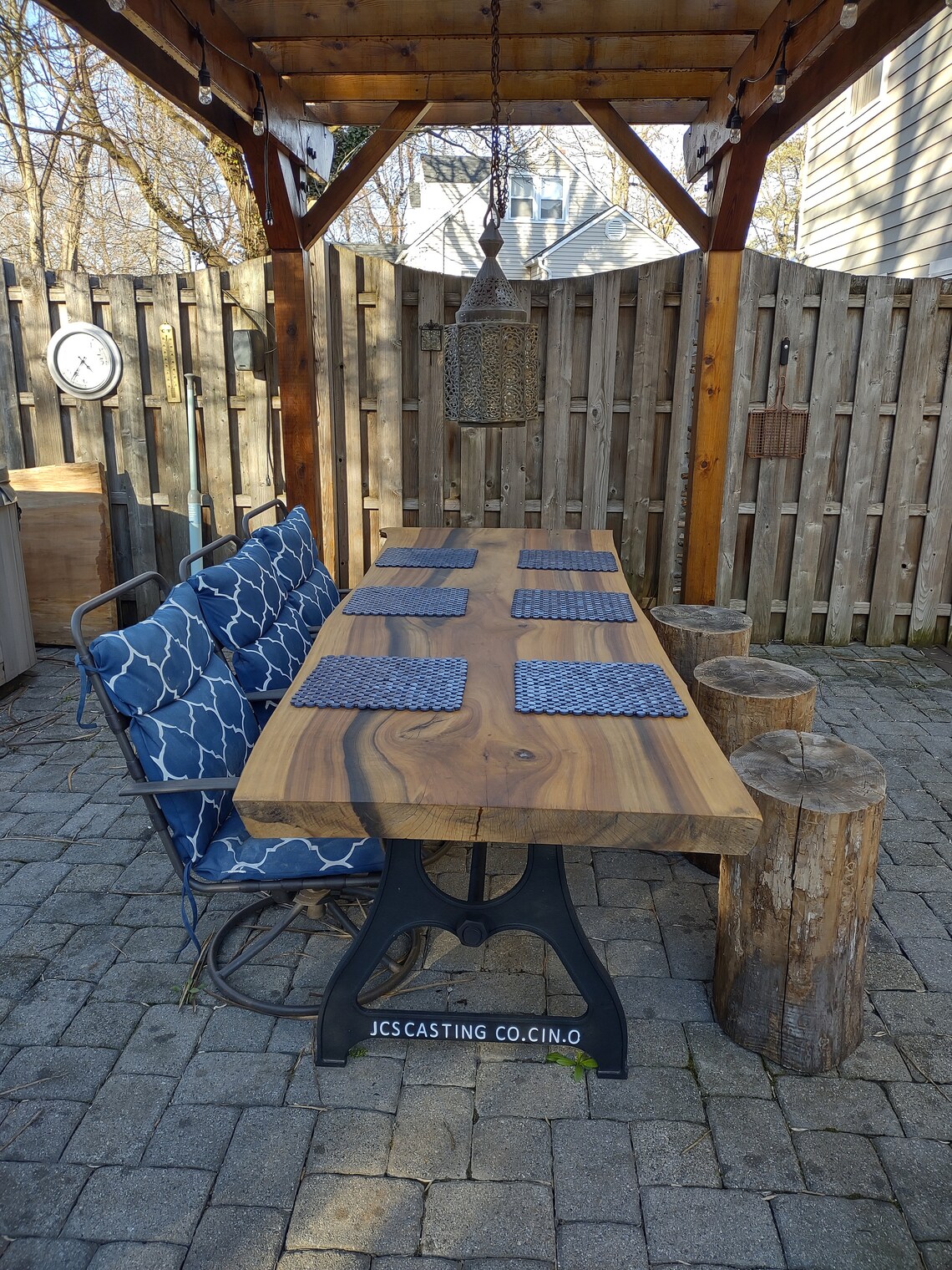 Very Large Live Edge Slab Poplar Table. Painstakingly Hand Made ...