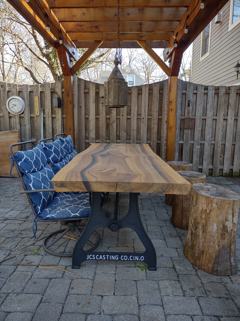 Very Large Live Edge Slab Poplar Table. Painstakingly Hand Made ...
