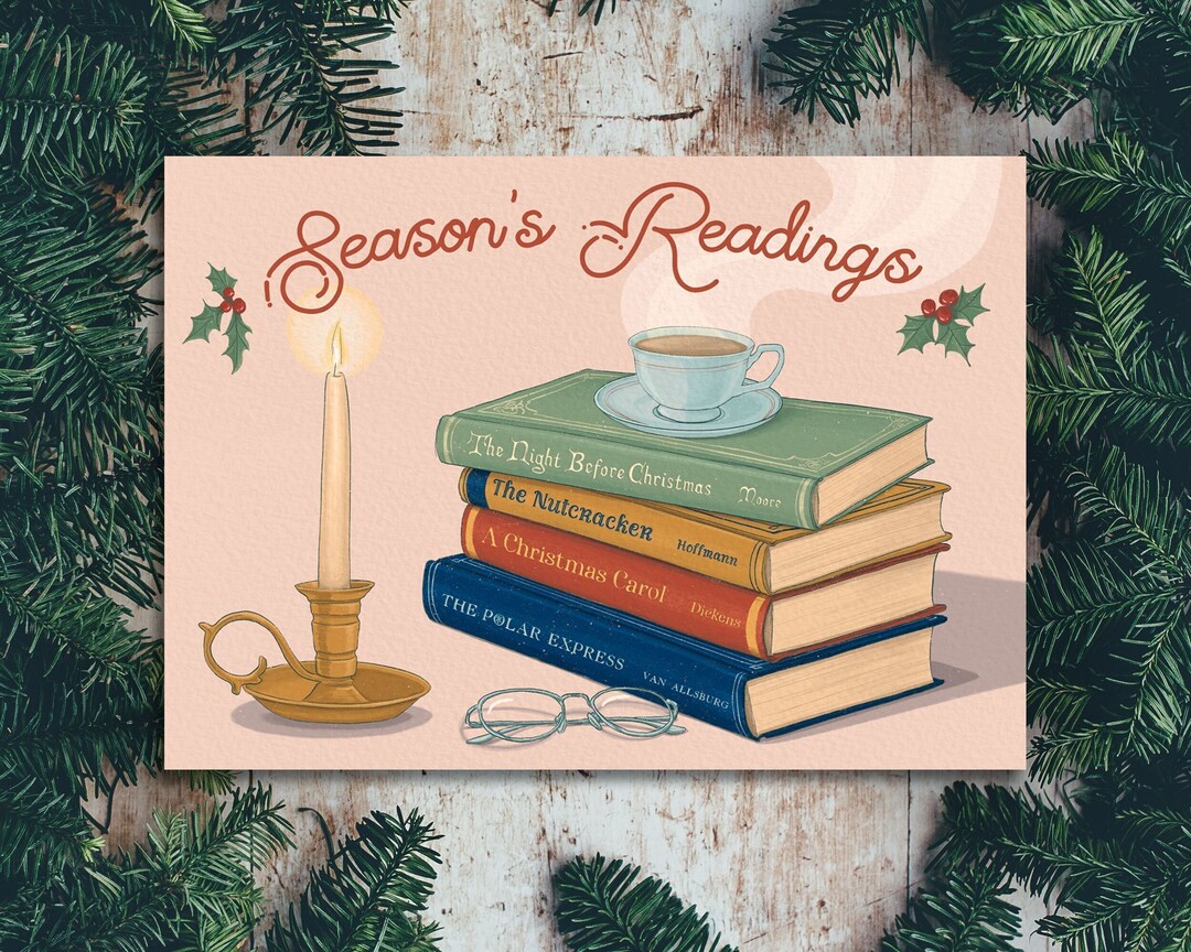 Bookish Christmas Card, Holiday Season’s Readings, Classic Christmas ...