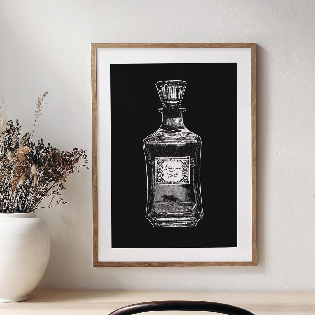 Skelegrow Magic Potion Bottle Handmade Art Print, Dark Academia Décor ...