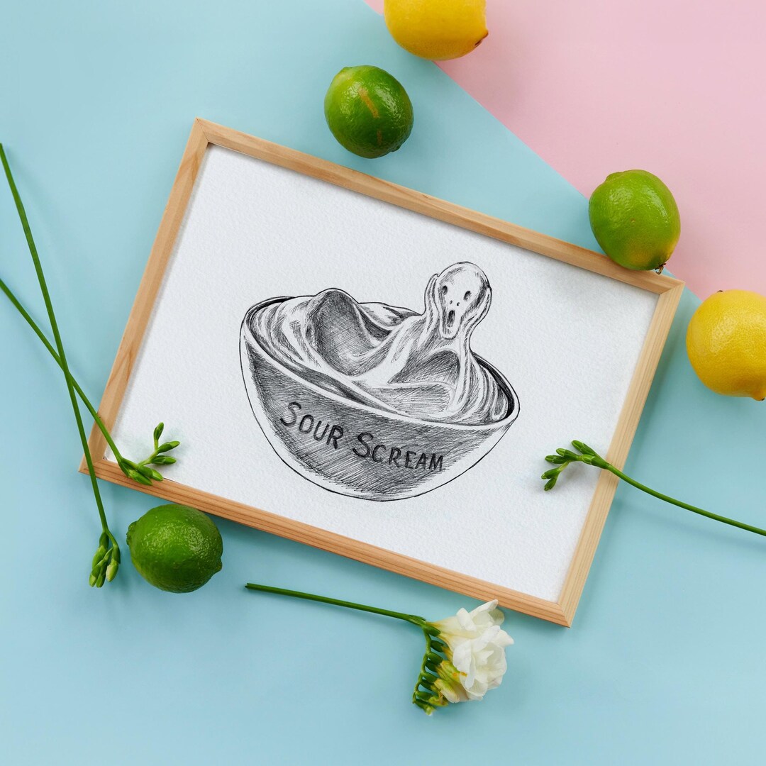 Bowl of Sour Scream Handmade Art Print, Funny Edvard Munch the Scream ...