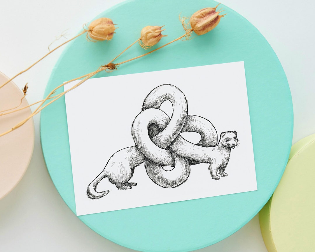 Ferret Tied in Knots Art Print, Personalized Ferret Lover Gift ...