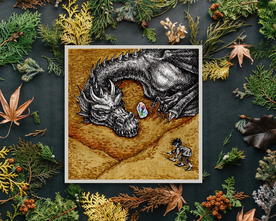 Smaug the Dragon Sleeping on Gold Treasure Hoard, Hobbit Bilbo Finding ...