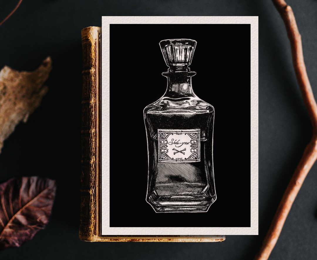 Skelegrow Magic Potion Bottle Handmade Art Print, Dark Academia Décor ...
