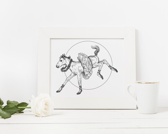 Dancing Ballerina Horse Illustration Art Print Baby Horse | Etsy