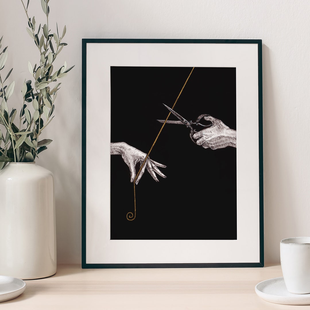 Thread of Life Ancient Greek Mythology Art Print, Hand Embellished Gold ...