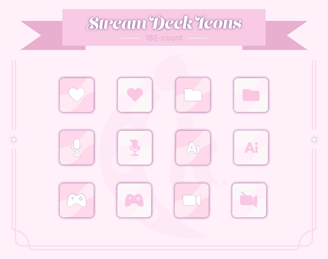 Elgato Stream Deck Icons Pink Minimalistic Pastel Swirl 182 - Etsy