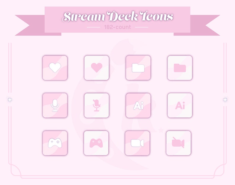 Elgato Stream Deck Icons Pink Minimalistic Pastel Swirl 182 - Etsy