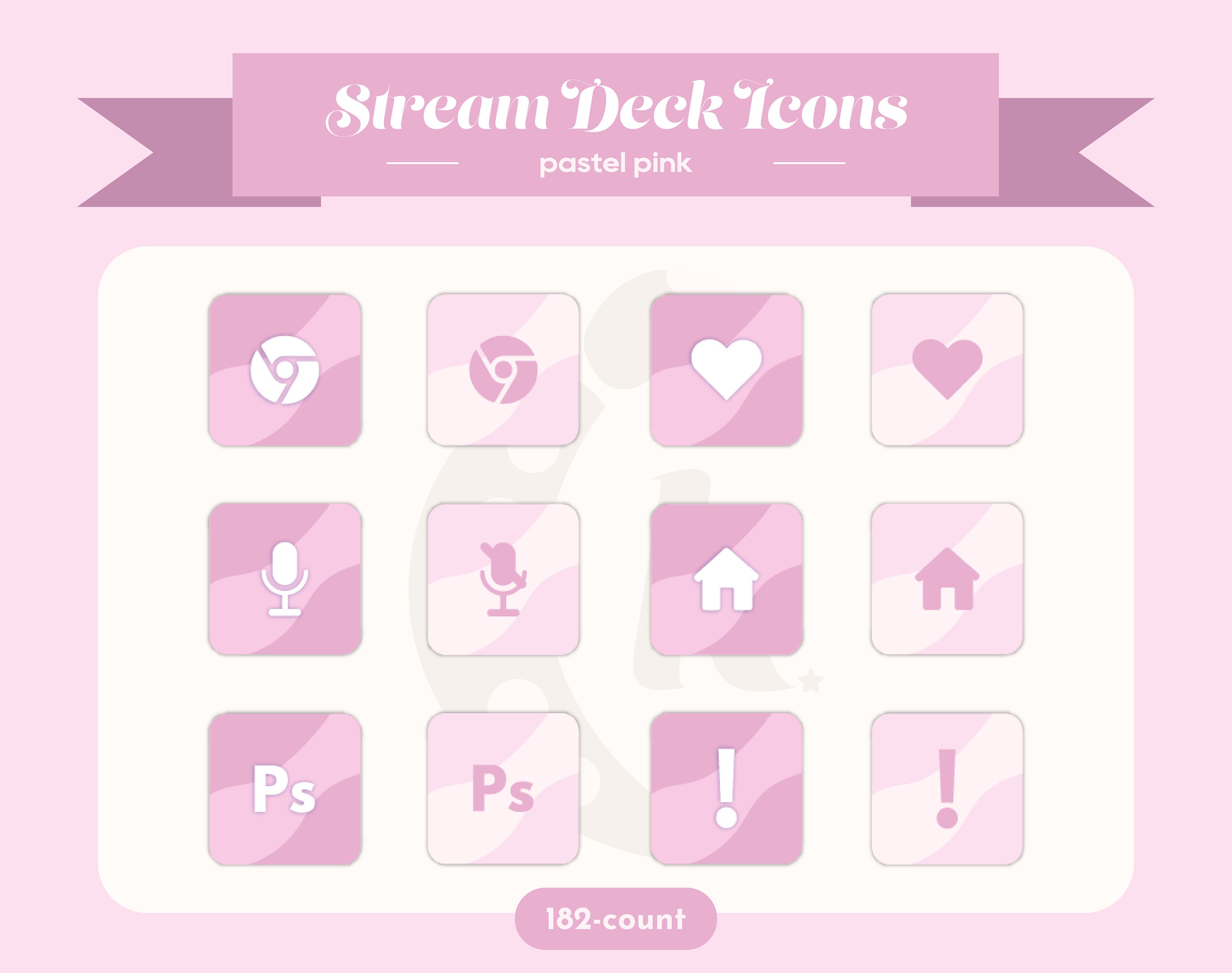 Elgato Stream Deck Icons - Pink Minimalistic Pastel Swirl [182 Count ...
