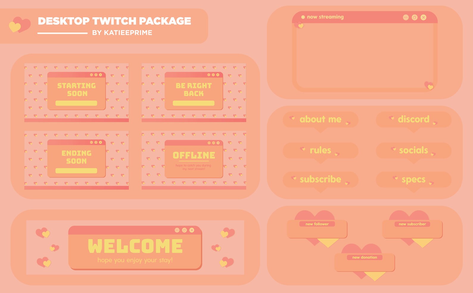 Twitch Stream Animated Package - Peachy Desktop - Etsy