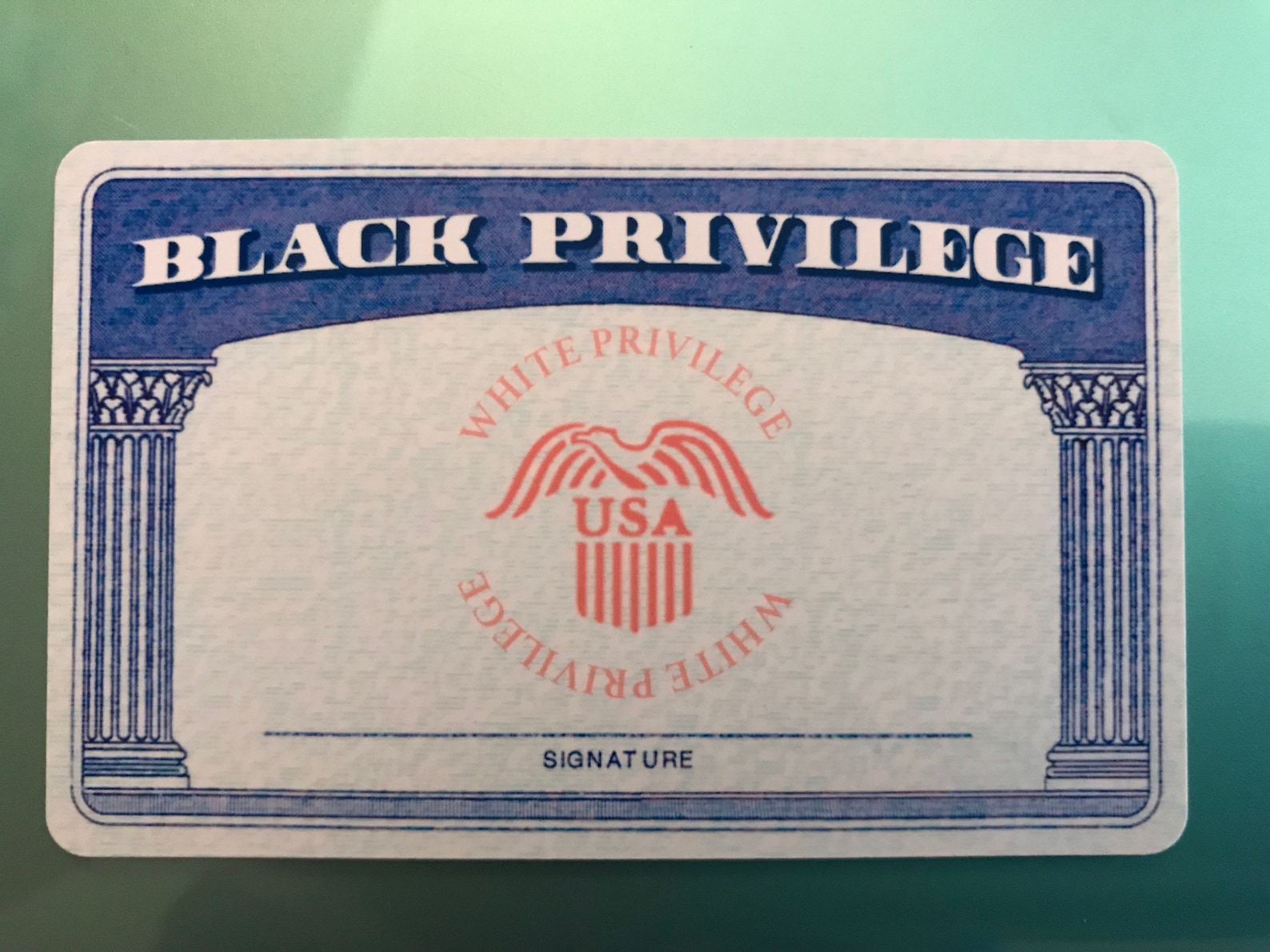 Official White / Black Privilege ID Card Thick Plastic Card - Etsy
