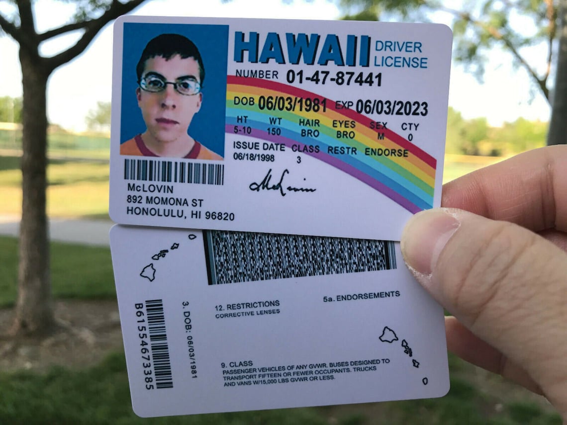 Tarjeta de identificación de McLovin de la película Supersalidos "Ultra" IMPRESIÓN en alta ...