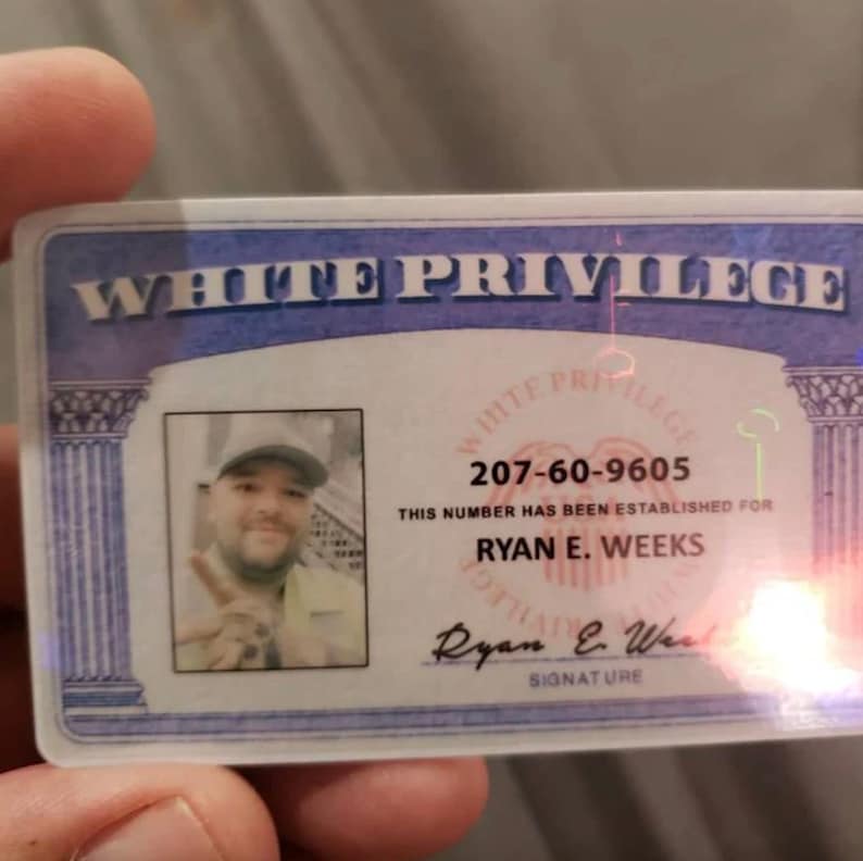 Official White / Black Privilege ID Card Thick Plastic Card - Etsy
