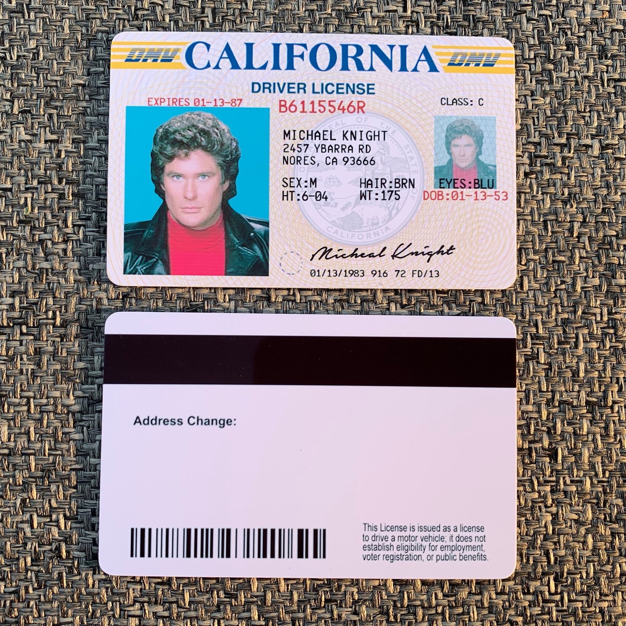 Knight Rider Michael Knight Drivers License Prop ID CARD KITT - Etsy Canada